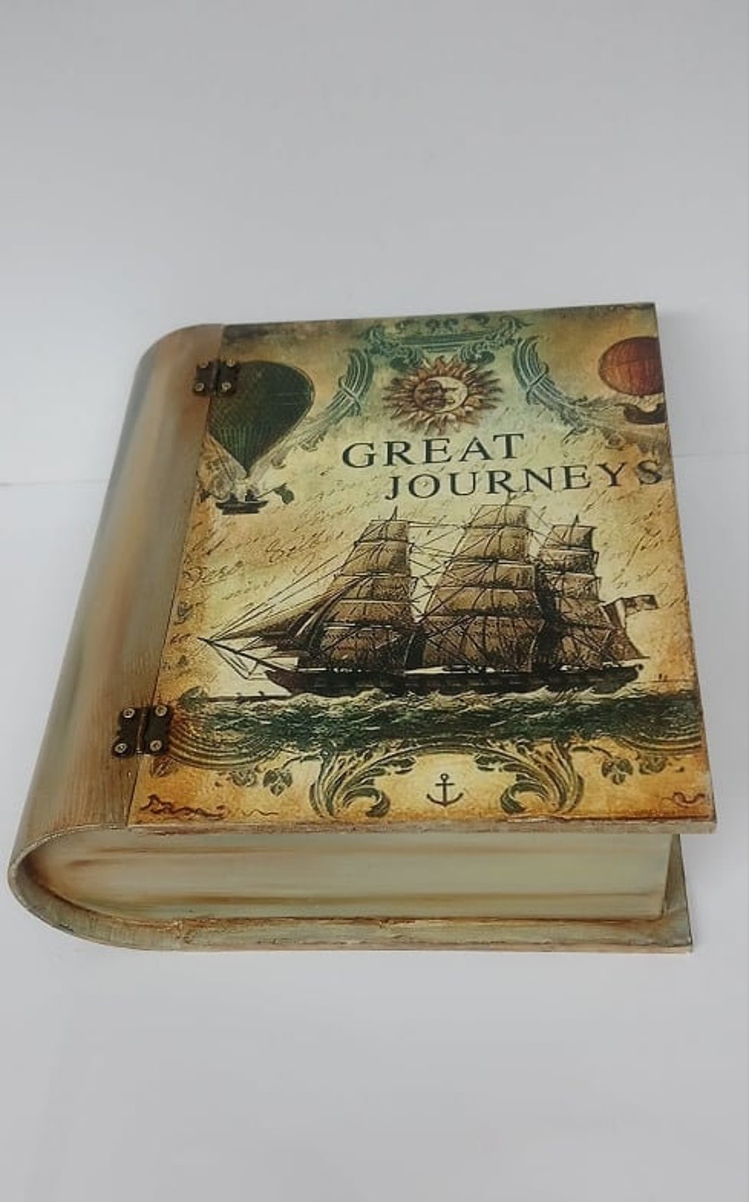 Vintage Wooden Box Wooden Book Box Decoupage Box - Etsy