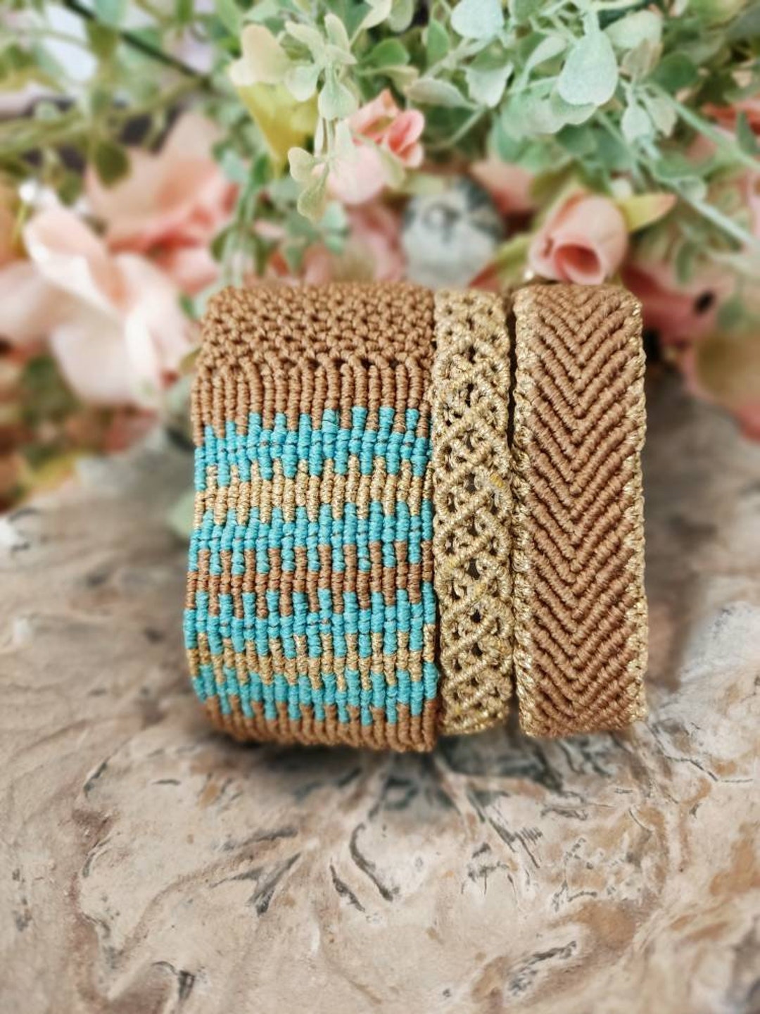 Macrame Bracelets Set of Three - Etsy
