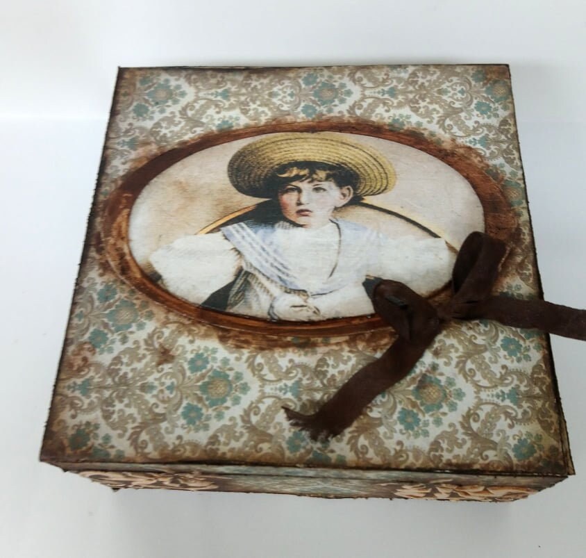 Vintage Wooden Box Decoupage Box Storage Box | Etsy