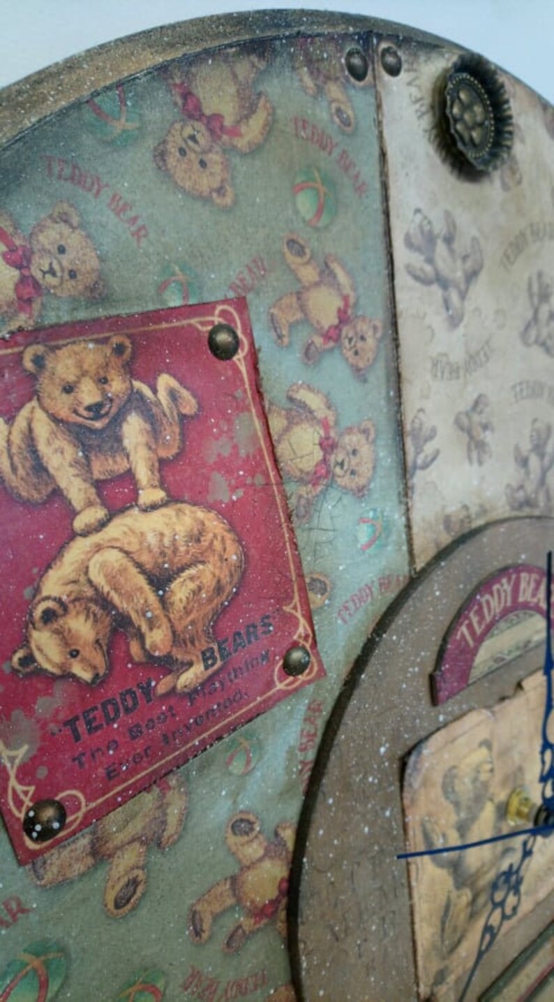 Vintage Wall Clock Large Wall Clock Wall Clock Teddy Bear - Etsy
