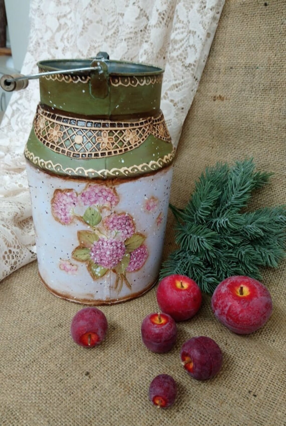 Country Style Decorated Pitcher Jugchurn. | Etsy