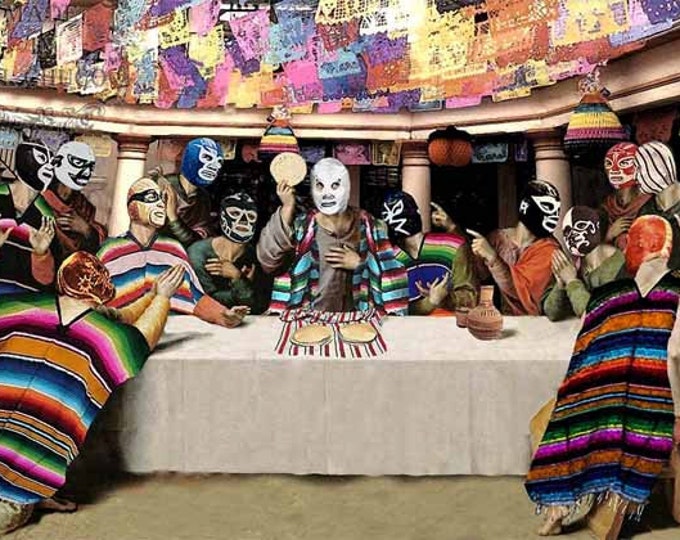 Lucha Libre "the Last Supper With Tortillas" Prints Mexican Wrestling ...