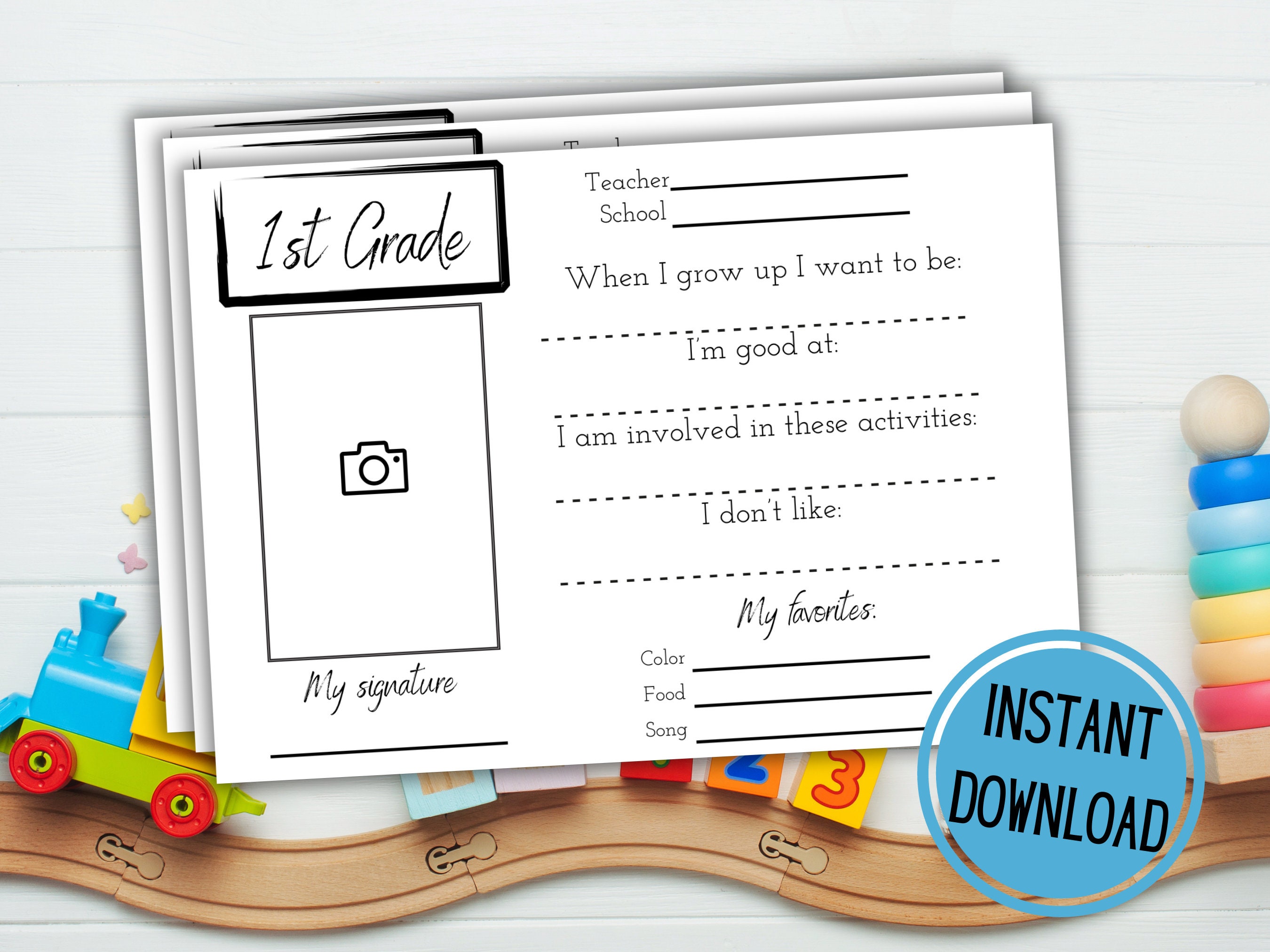 First Day of School Interview Printable. Keepsake. Questions for First ...