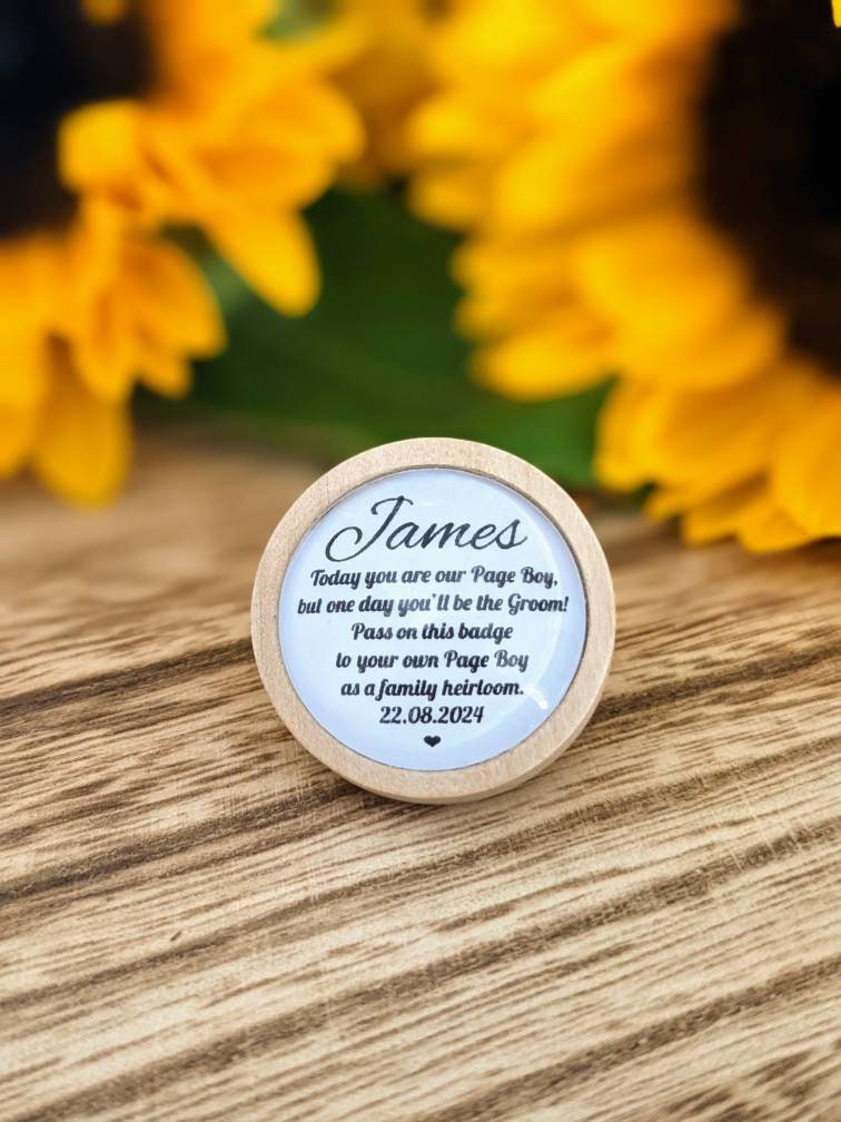 NEW DESIGN Page Boy Badge Wood Gift Momento Family Heirloom | Etsy