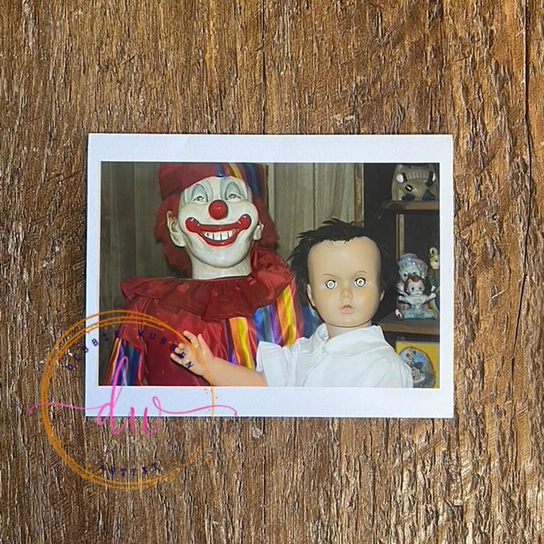 Creepy Clown and Doll, Horrifying Birthday Card, Creepy Greetings ...