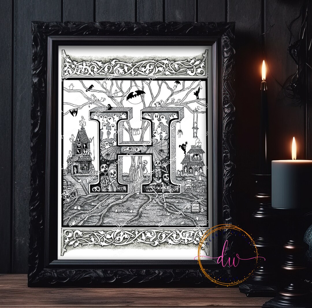 Letter Art H, Monogram, Inktober, Ghost Drawings, Haunted Alphabet ...