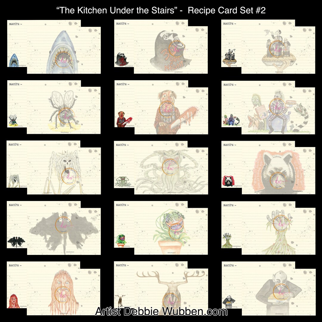 Horror Movie Recipe Cards, 15 Blank Recipe Cards, Kitchen, Cooking ...