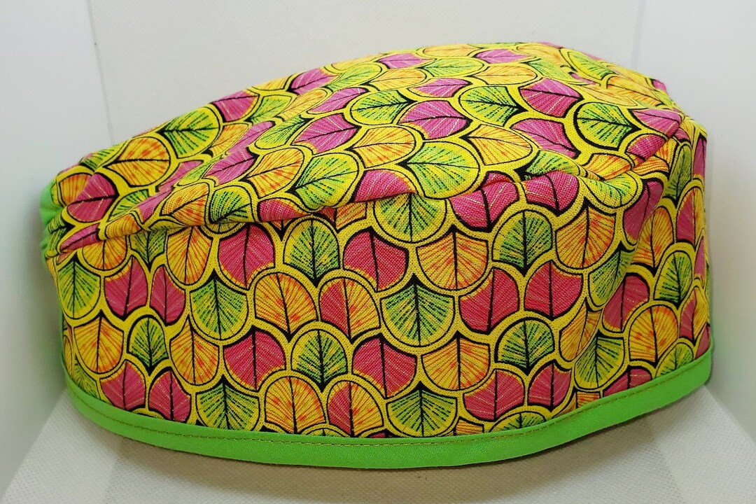 African Sunset Geo Leaf Scrub Caps - Etsy