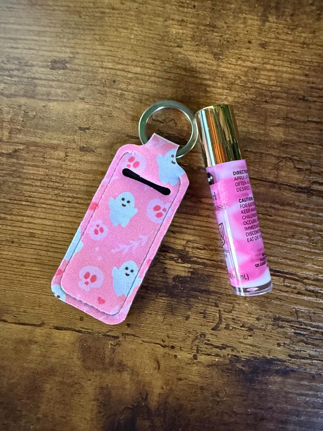 Pink Ghost & Skulls Lipstick Holder: Keychain Chapstick Accessory - Etsy