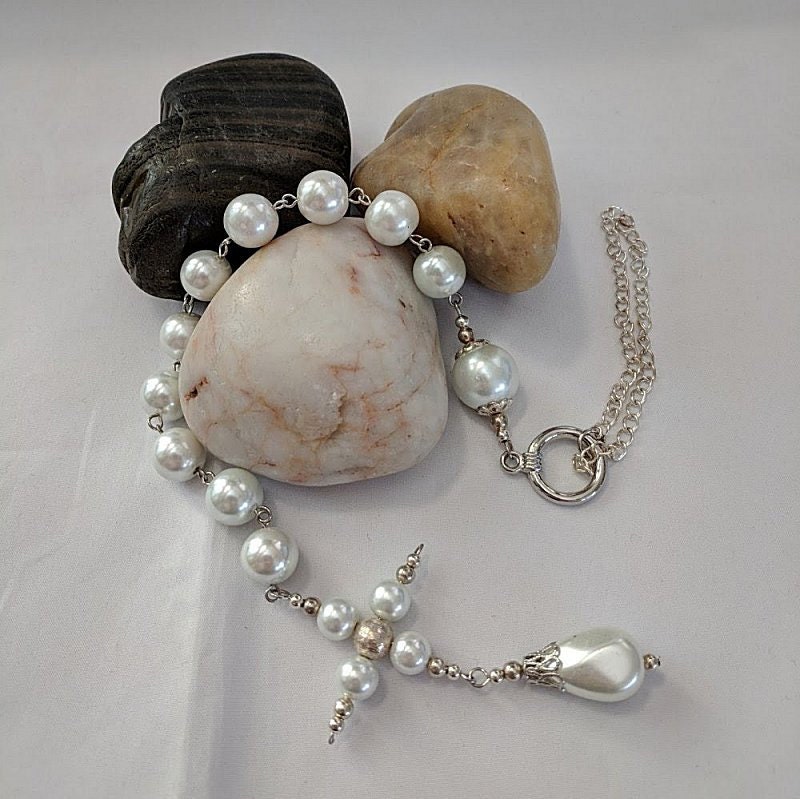 Pearl Paternoster Tenner With Credo Cross Zehner | Etsy