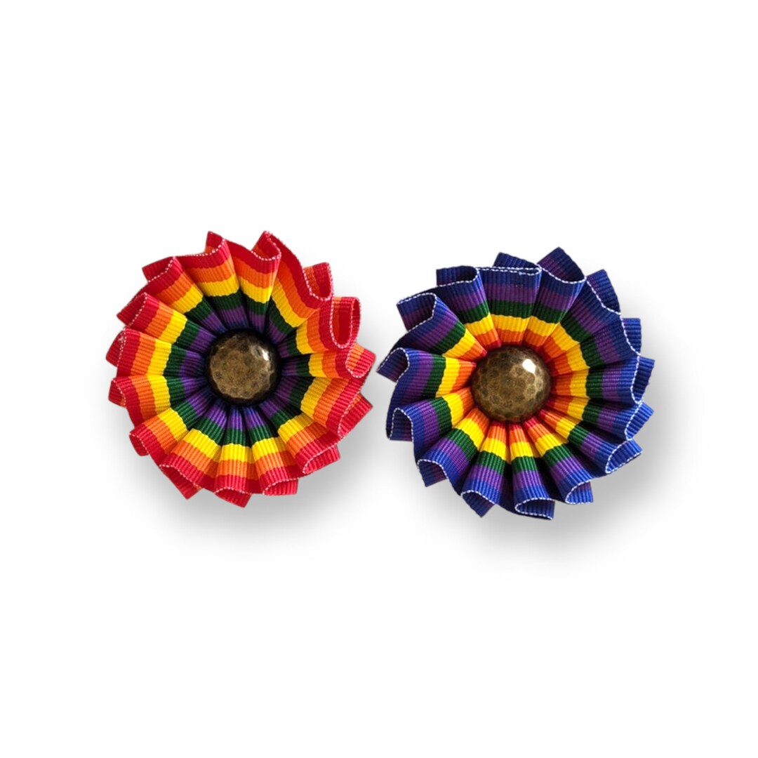 Small Pleated Rainbow Cockade for Hat or Clothing LGBTQ Pride Ribbon - Etsy