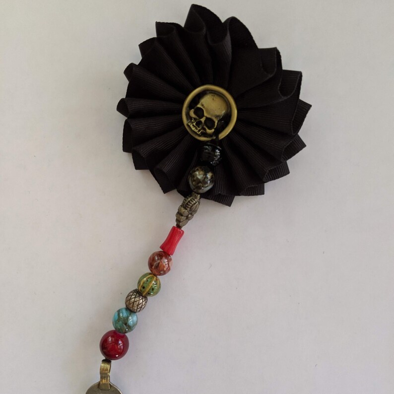 Skull Cockade Memento Mori Pirate Hat Ribbon Pin With | Etsy
