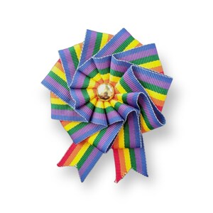 Small Folded Rainbow Cockade for Hats or Clothing - LGBTQ Pride Ribbon ...