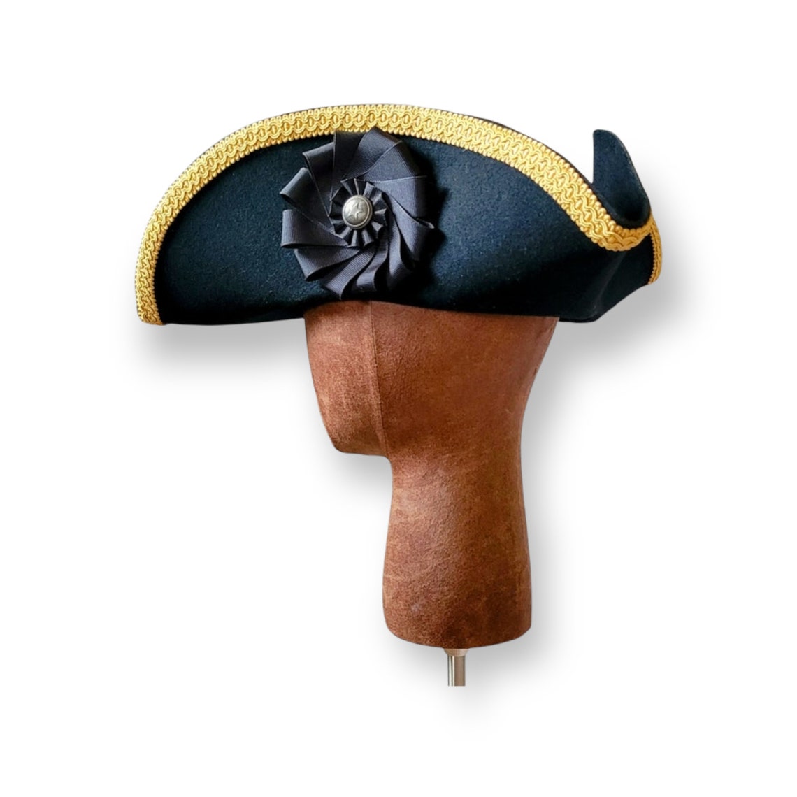 Gold Trimmed Tricorn Cockade Hat Colonial Tricorne - Etsy Australia