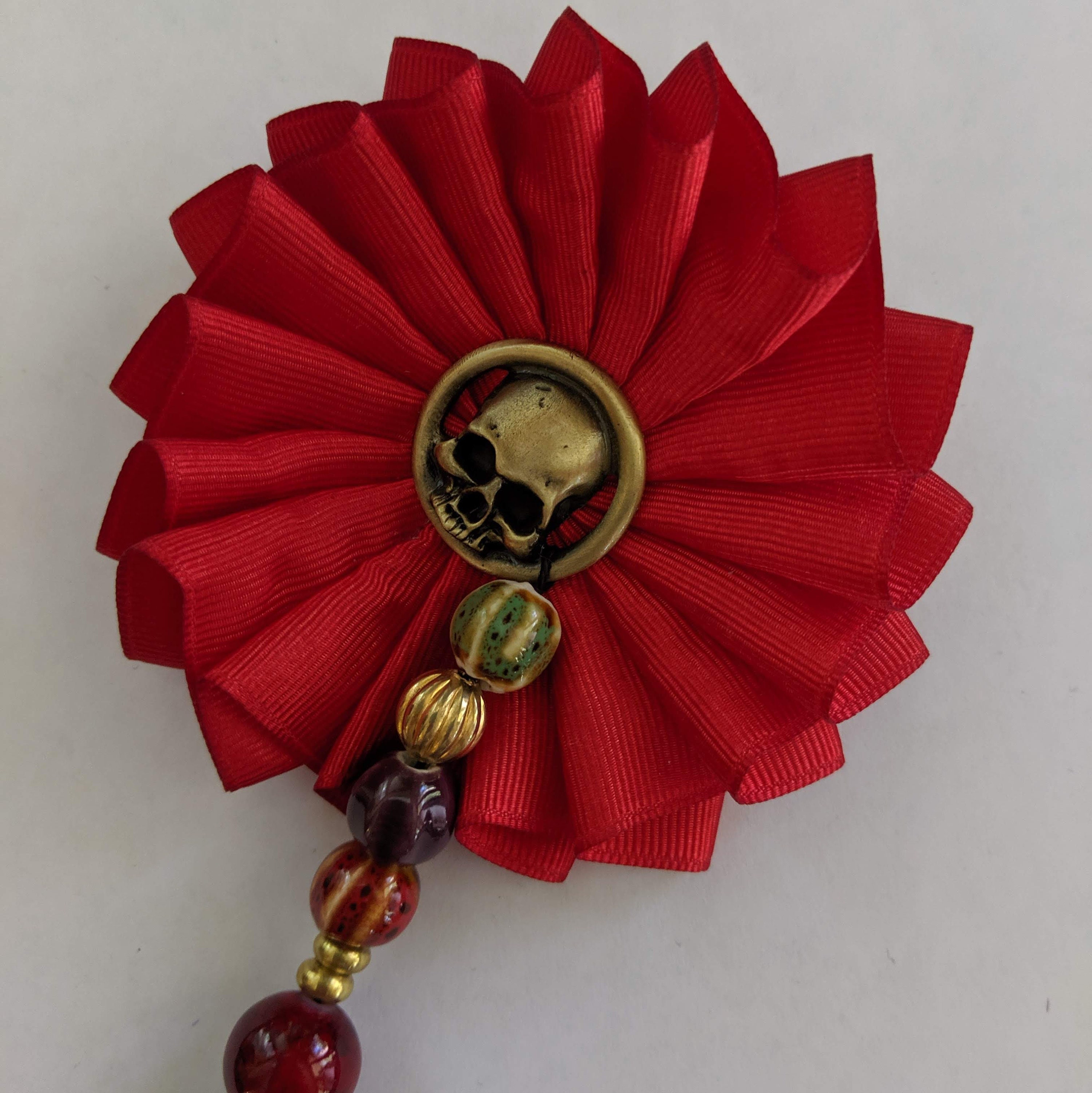 Skull Cockade Memento Mori Pirate Hat Ribbon Pin With | Etsy
