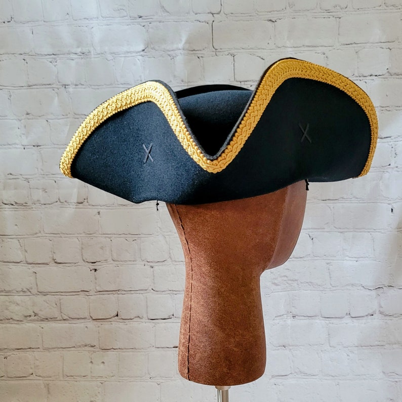 Gold Trimmed Tricorn Cockade Hat Colonial Tricorne | Etsy