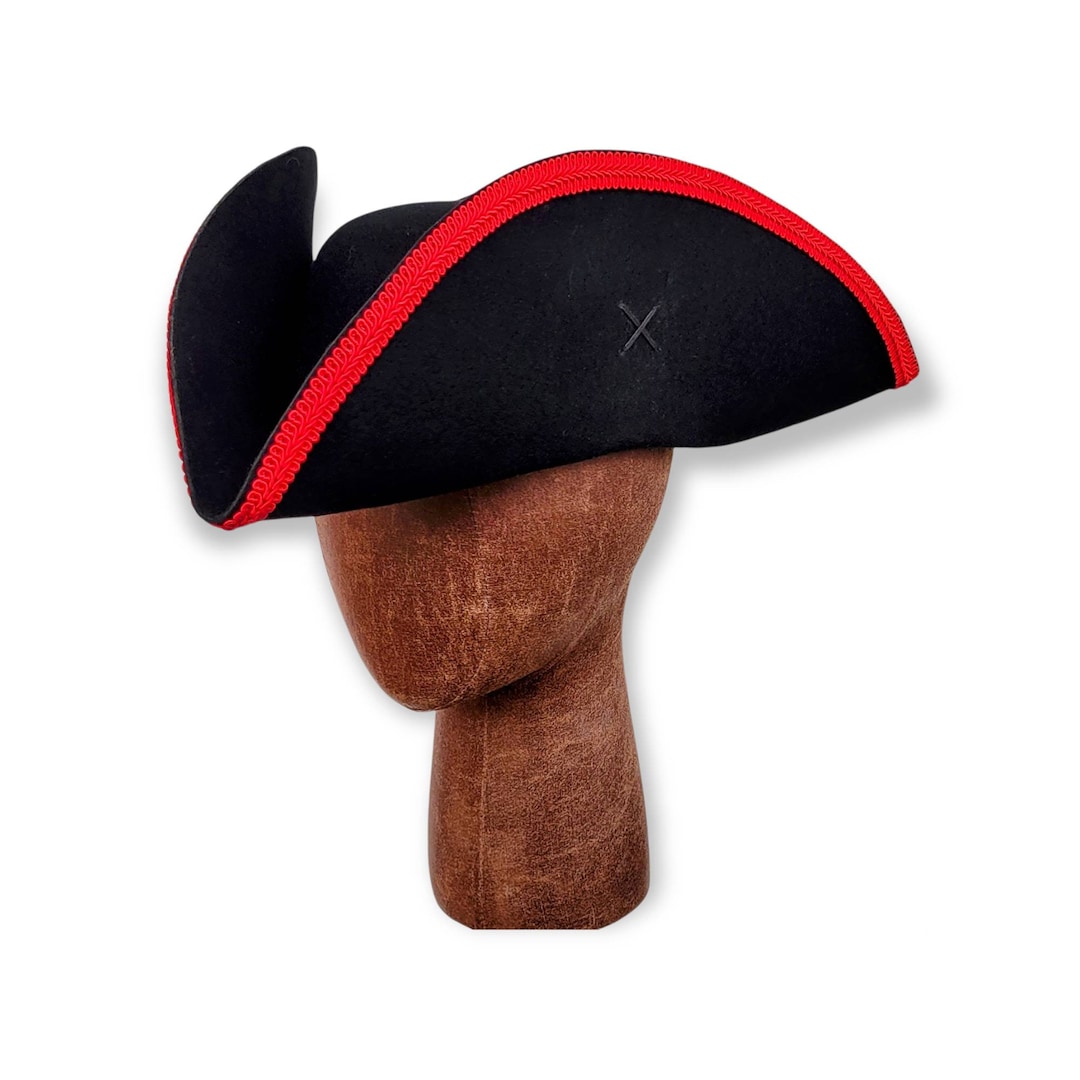 Field Officer's Tricorn - Colonial Red Trim Hat - Military Tricorne - Etsy