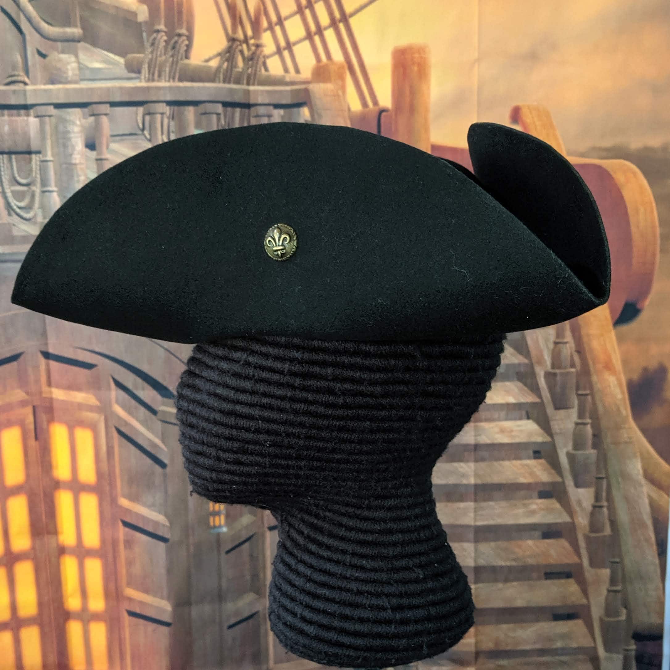 Buttoned Black Felt Tricorn Cocked Hat Colonial America | Etsy