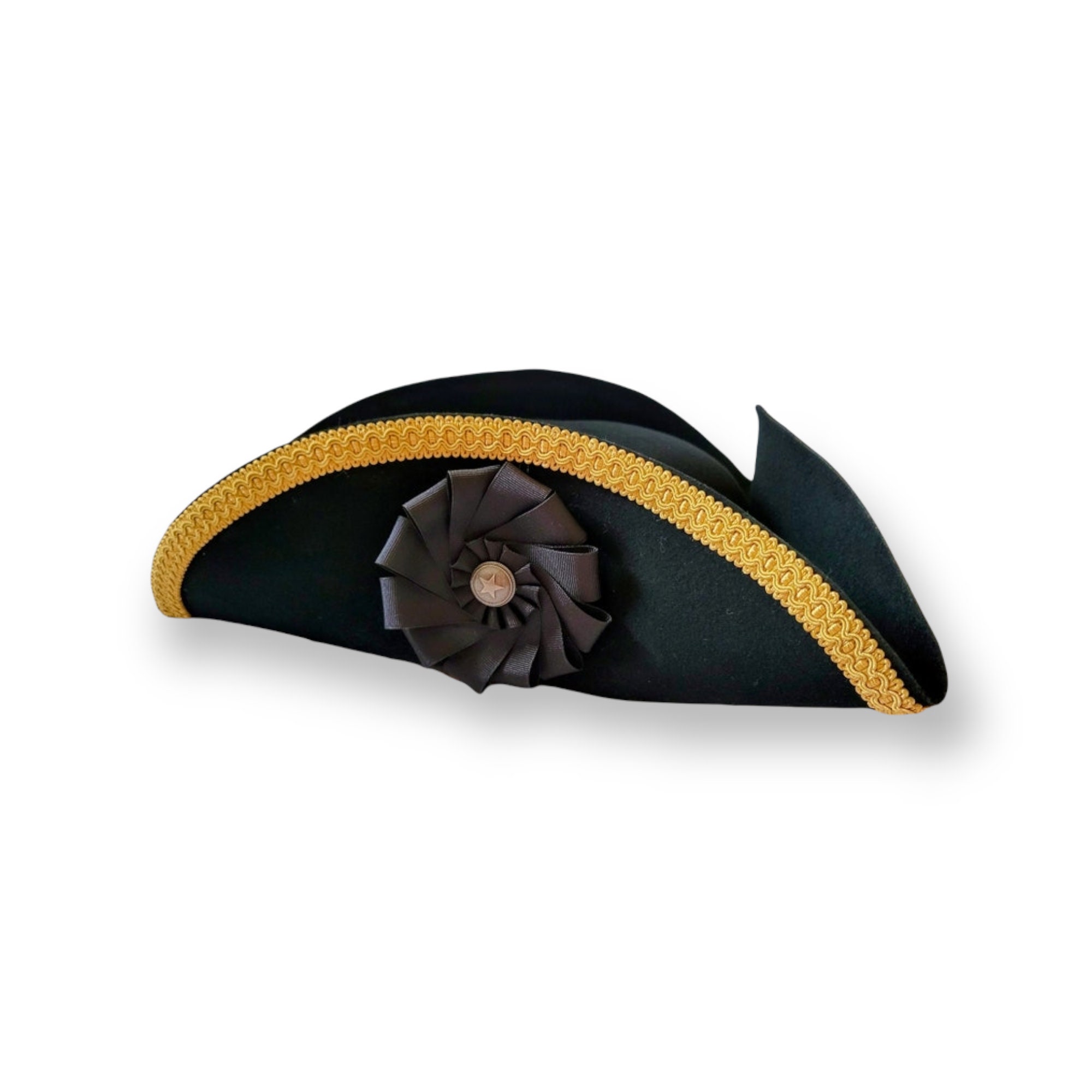 Gold Trimmed Tricorn Cockade Hat Colonial Tricorne - Etsy Australia