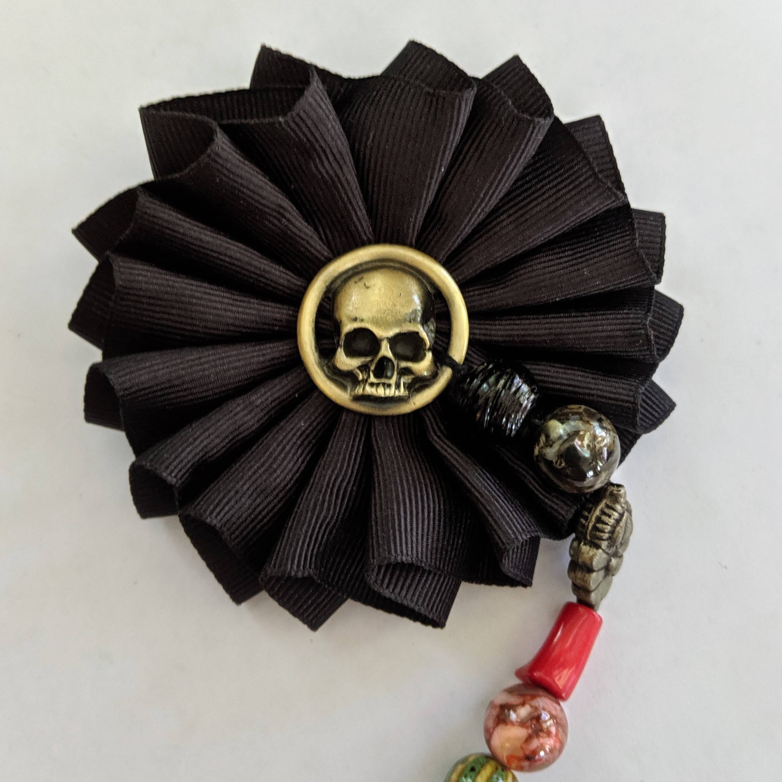 Skull Cockade Memento Mori Pirate Hat Ribbon Pin With | Etsy