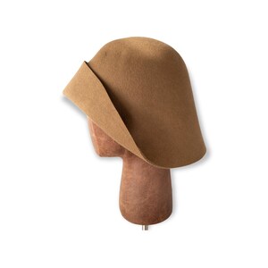 Beige Light Brown Wool Felt Hat Gothic Bell Renaissance Hood Bucket SCA ...