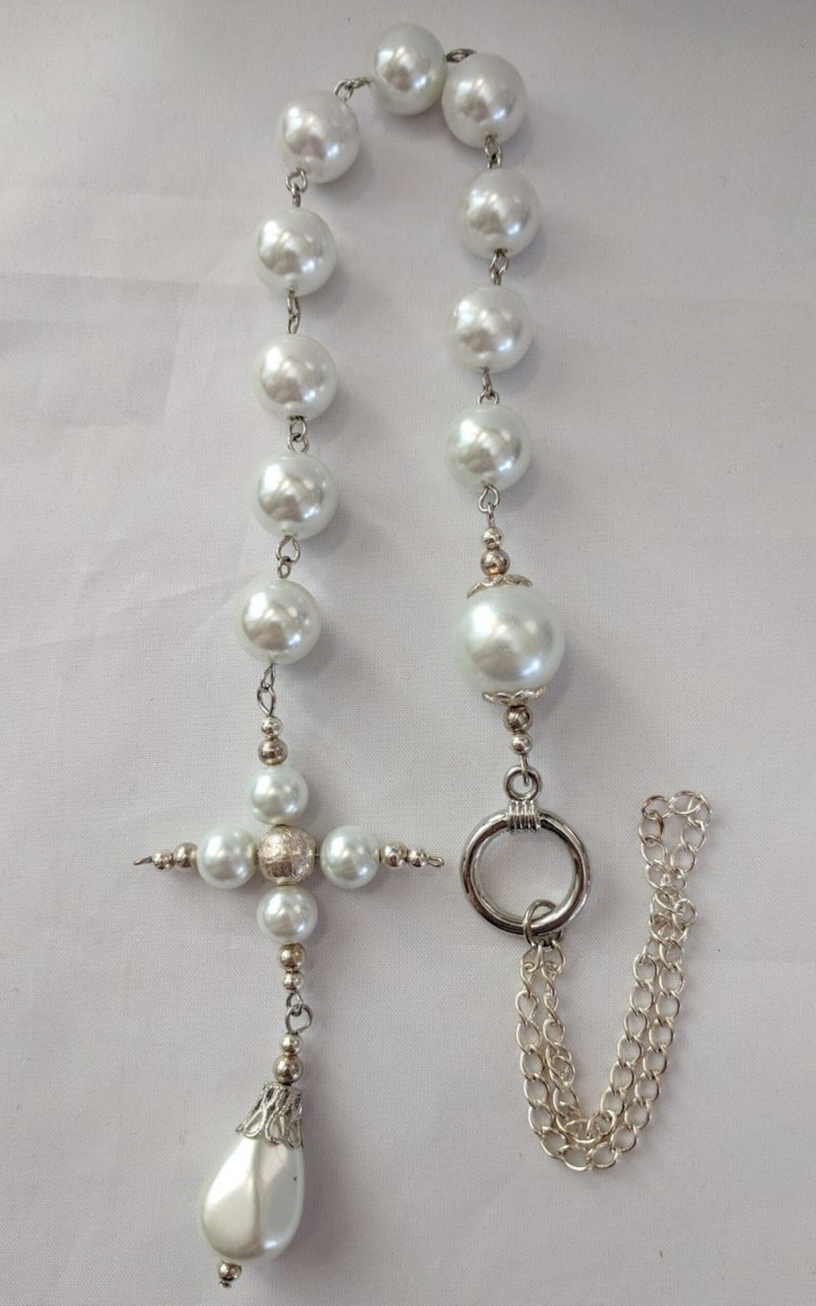Pearl Paternoster Tenner With Credo Cross Zehner | Etsy