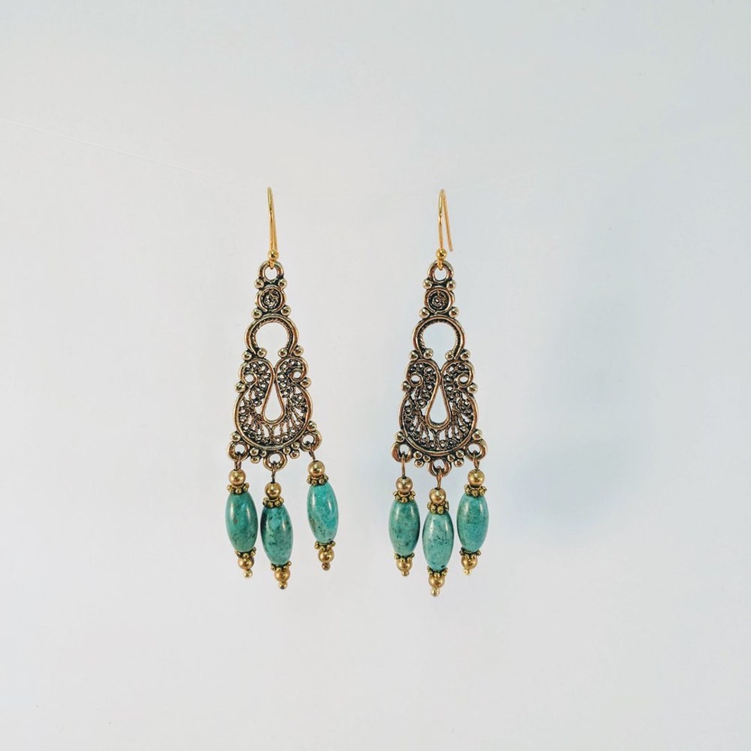 Queen Cleopatra Turquoise Dangle Earrings Egyptian - Etsy