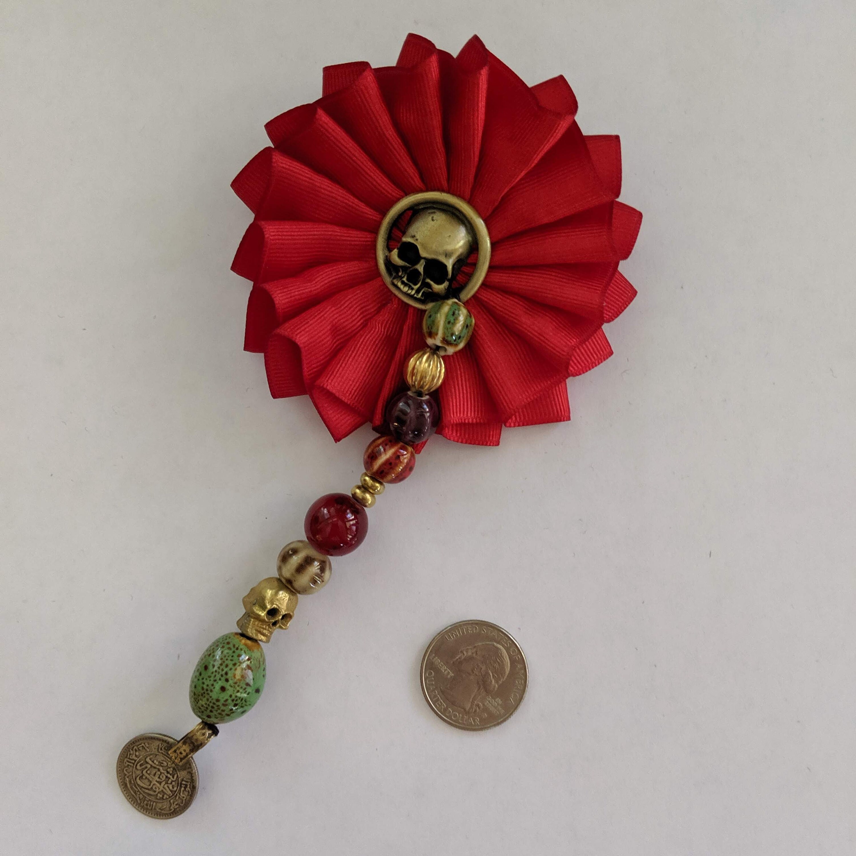 Skull Cockade Memento Mori Pirate Hat Ribbon Pin With | Etsy