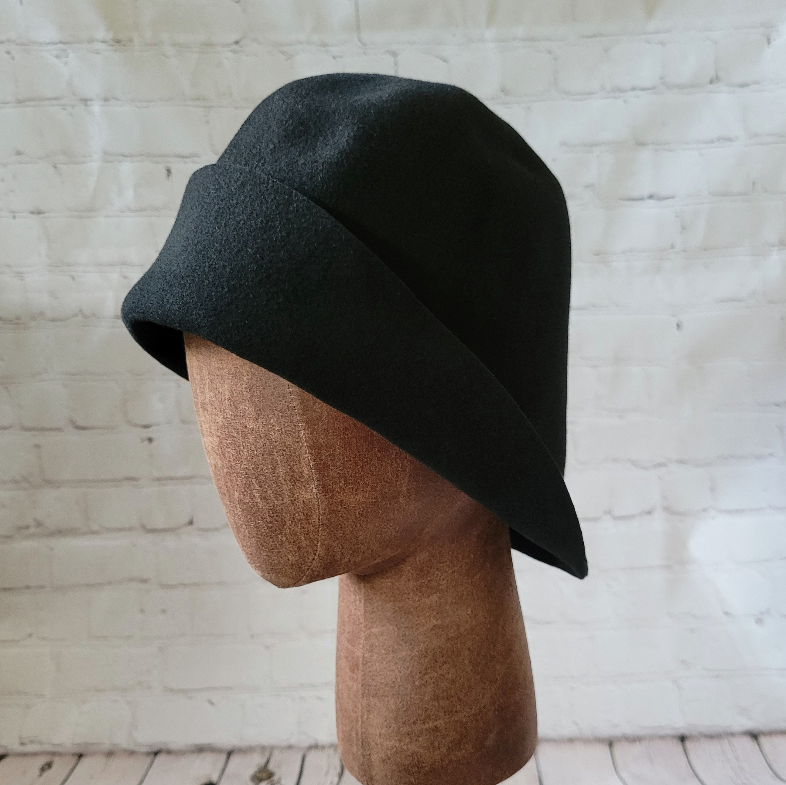 Wool Felt Hat Gothic Bell Renaissance Hood Bucket SCA | Etsy