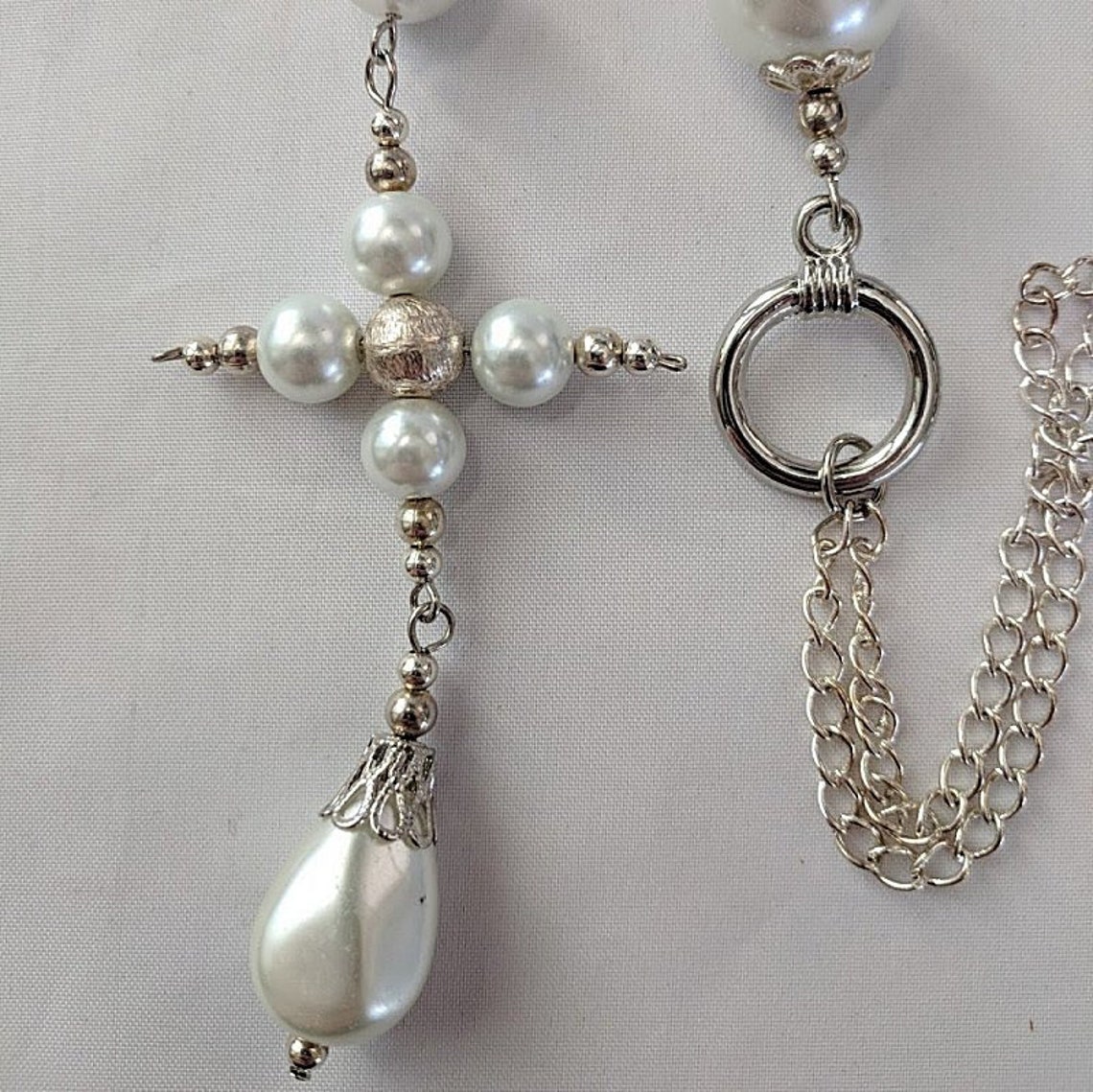 Pearl Paternoster Tenner With Credo Cross Zehner | Etsy