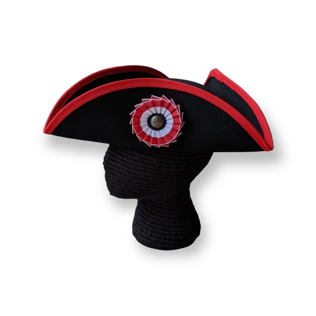 Edge Trimmed Tricorn - Red Edging - Colonial Tricorn - Etsy