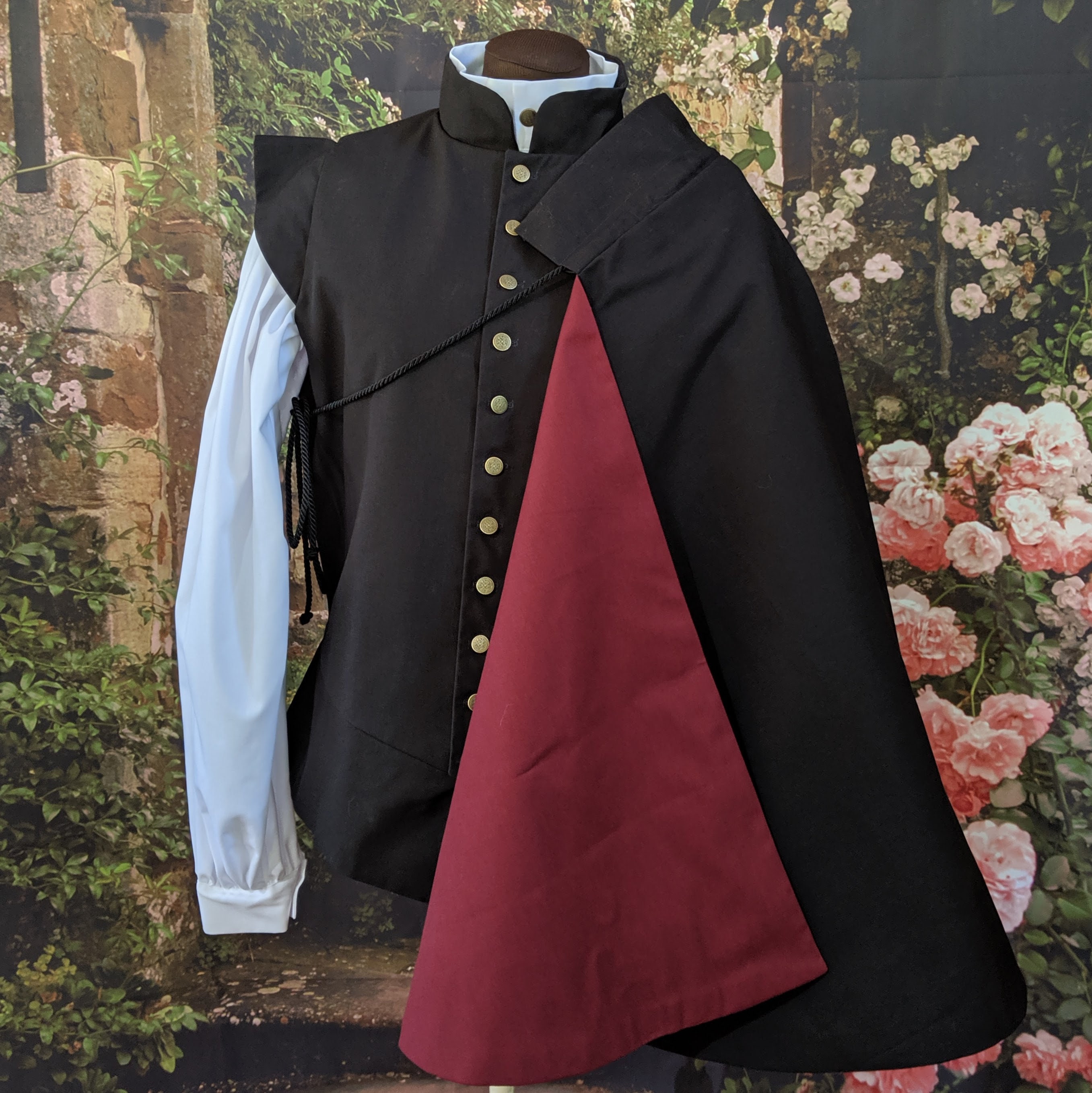 Half Cape w/Colored Lining Black Fencing Cloak SCA Rapier | Etsy