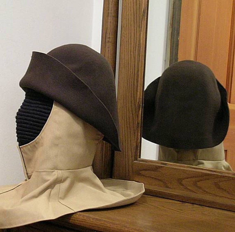 Wool Felt Hat Gothic Bell Renaissance Hood Bucket SCA | Etsy