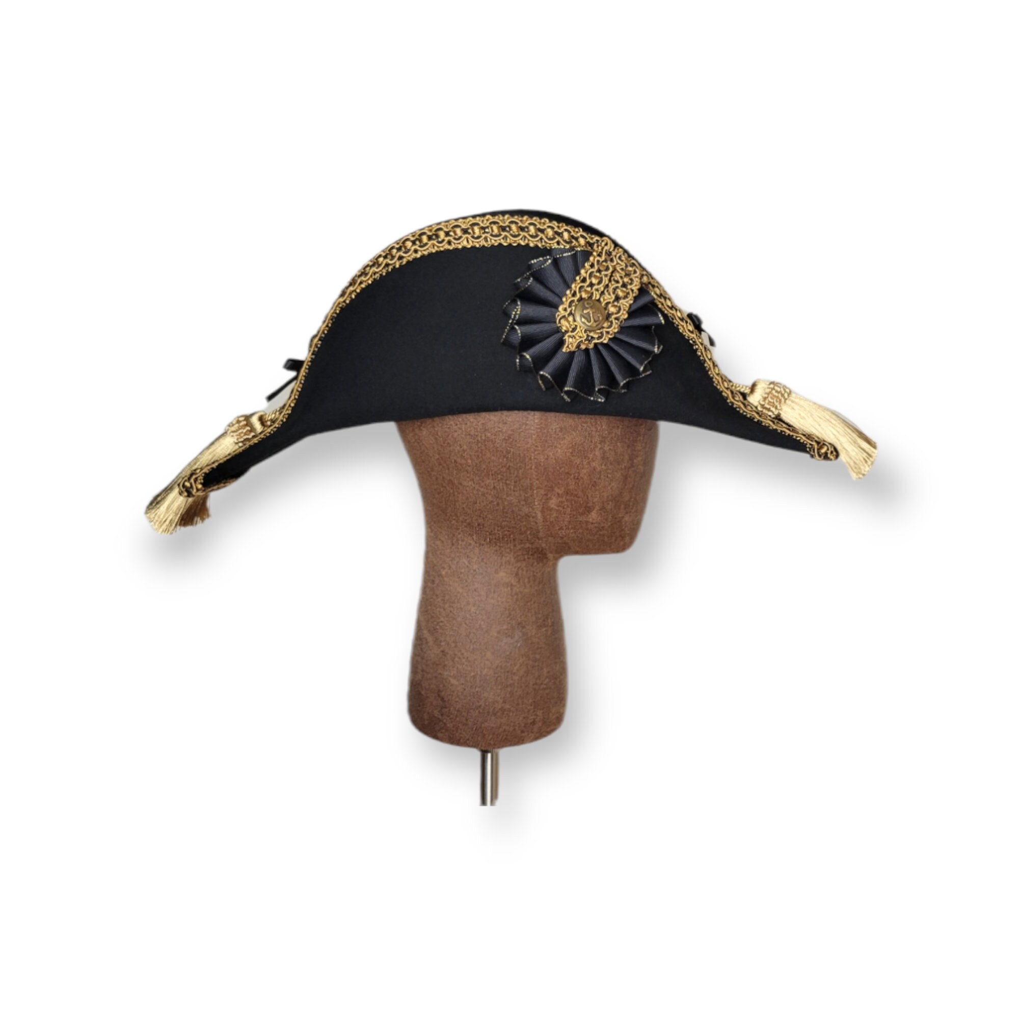 Captains Bicorne With Black and Gold Trim American Cocked - Etsy