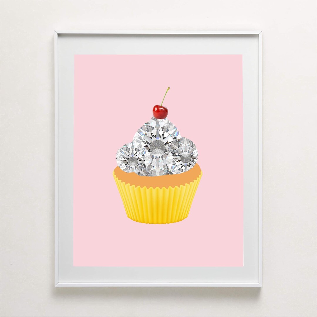 Cupcake Art Print, Kids Cupcake Art, Cupcake Print, Pink Food Print ...