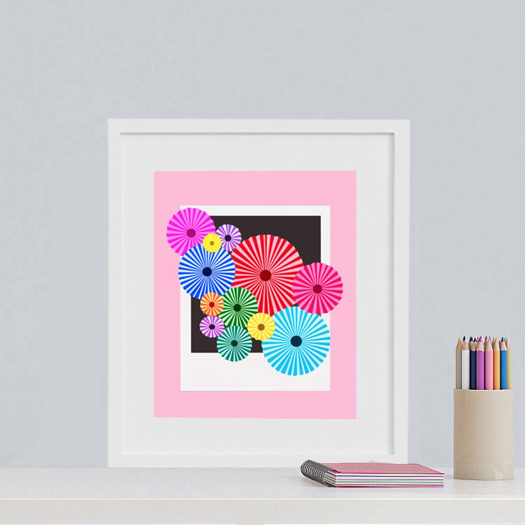 Digital Art Print, Paper Fan Art, Pinwheel Art, Polaroid Art, Nursery ...