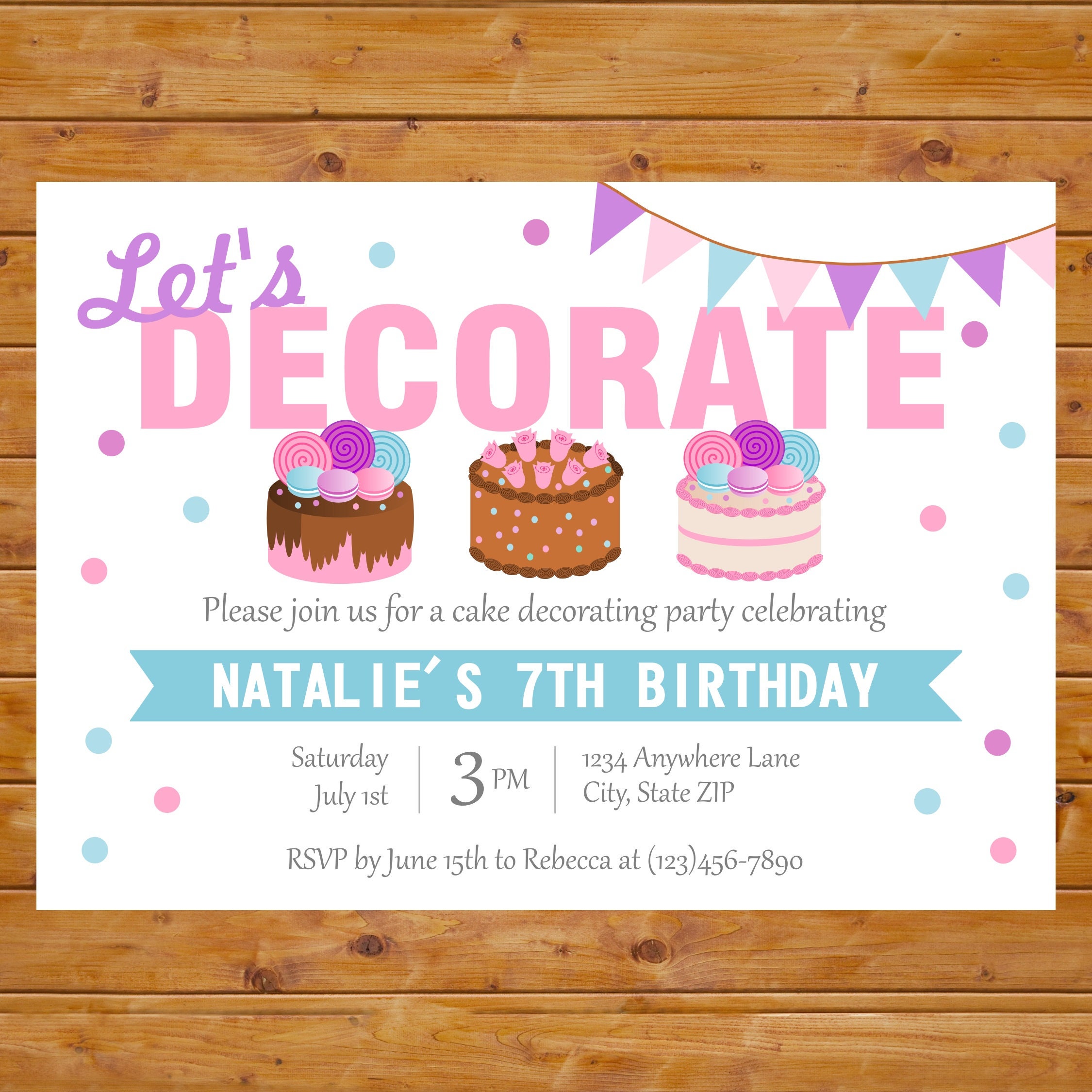 Cake Decorating Party Invitation - Birthday Cake Invitation - Girl ...