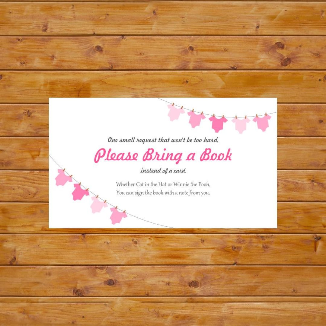Bring a Book Instead of a Card Invitation Insert, Baby Shower Book ...