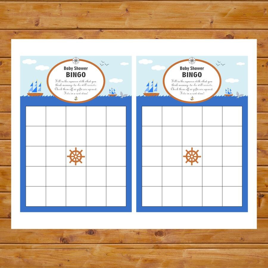 Nautical Baby Shower Bingo Cards Nautical Baby Shower Game - Etsy