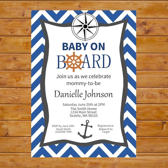 Chevron Nautical Baby Shower Invitations