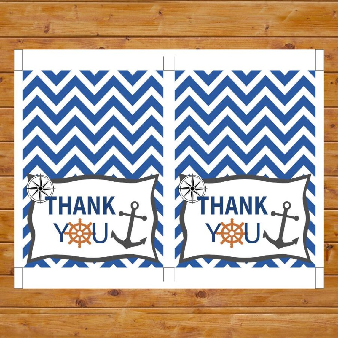 Nautical Thank You Card - Nautical Baby Shower, Nautical Birthday Party ...
