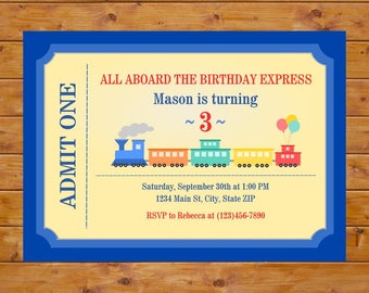 Vintage Train Invitation Birthday Boy Ticket Boarding - Etsy