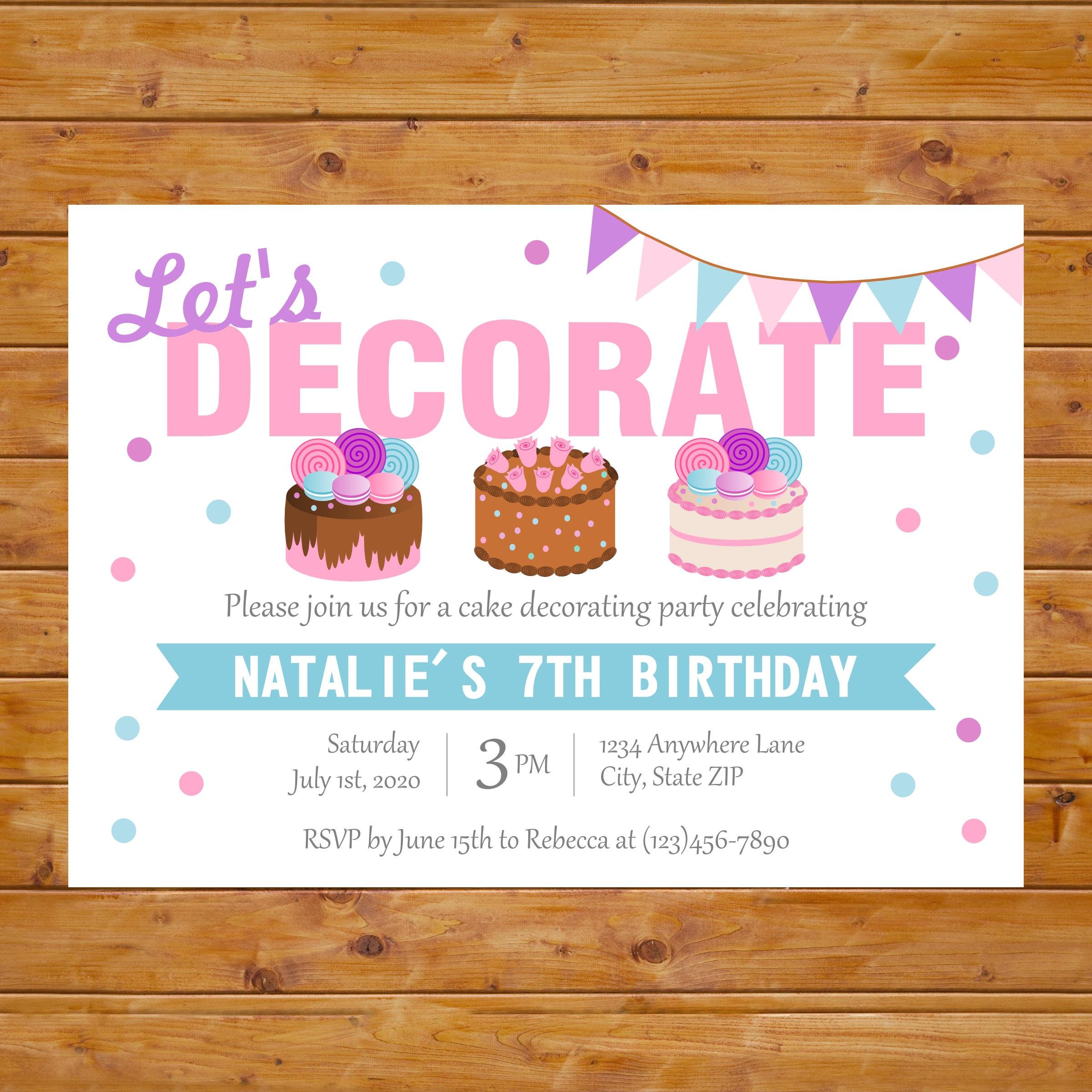 Cake Decorating Party Invitation Birthday Cake Invitation | Etsy