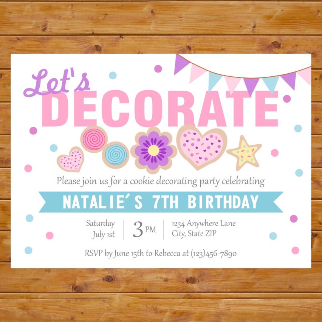 Cookie Decorating Party Invite - Cookie Decorating Invitation - Girl ...