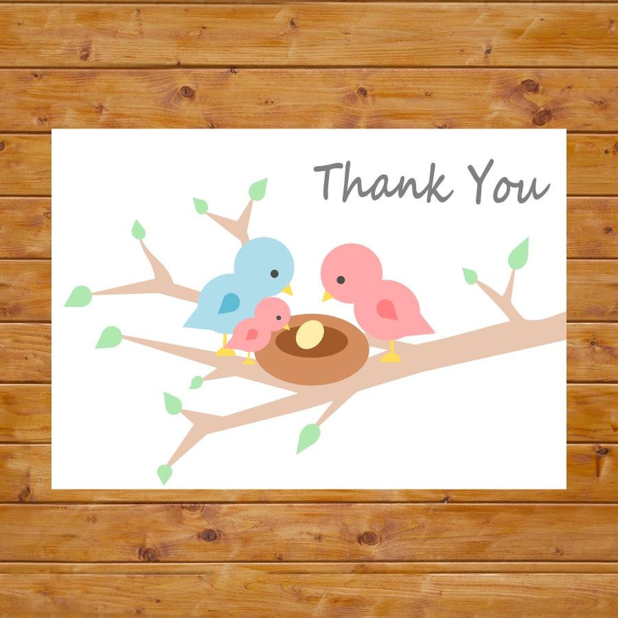 Bird Thank You Card Baby Sprinkle Thank You Card Bird Nest, Big Sister ...