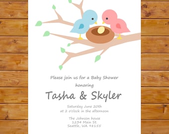 Baby Shower Bird Invitation - Etsy