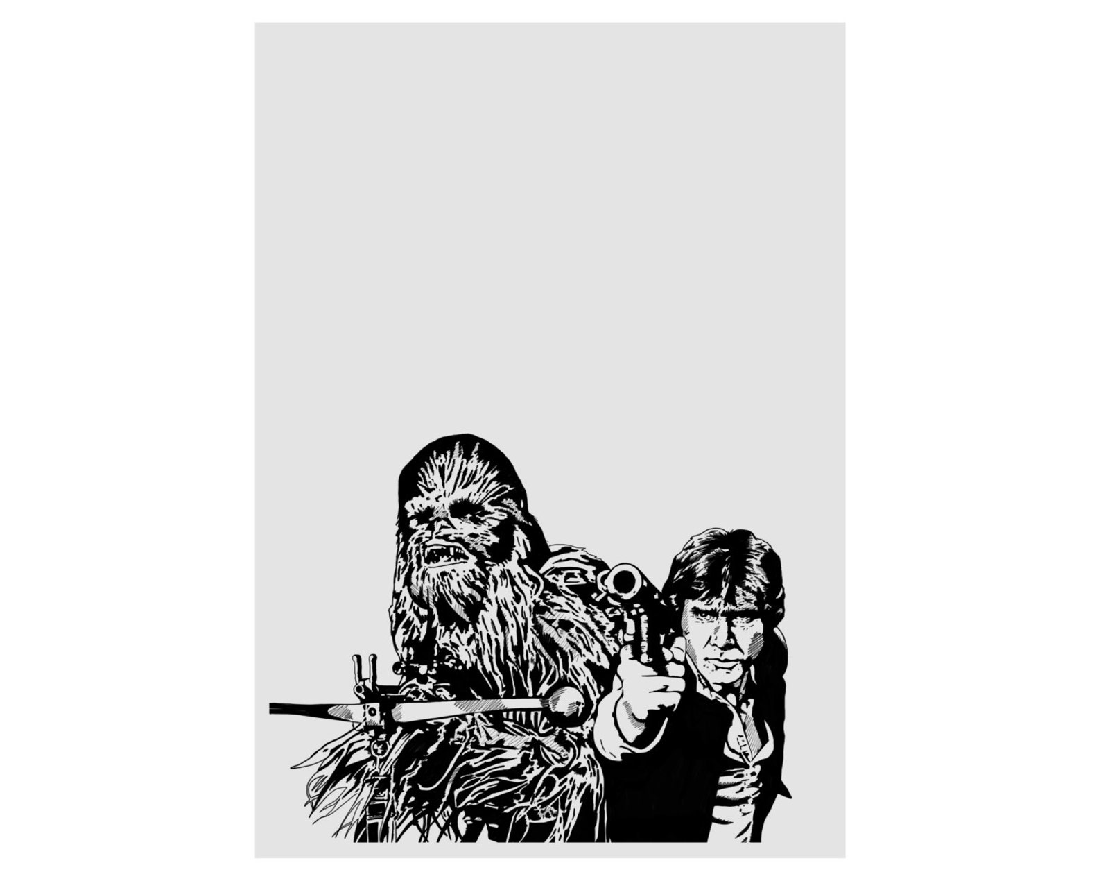 STAR WARS Han Solo and Chewbacca Black & White/ Colour | Etsy