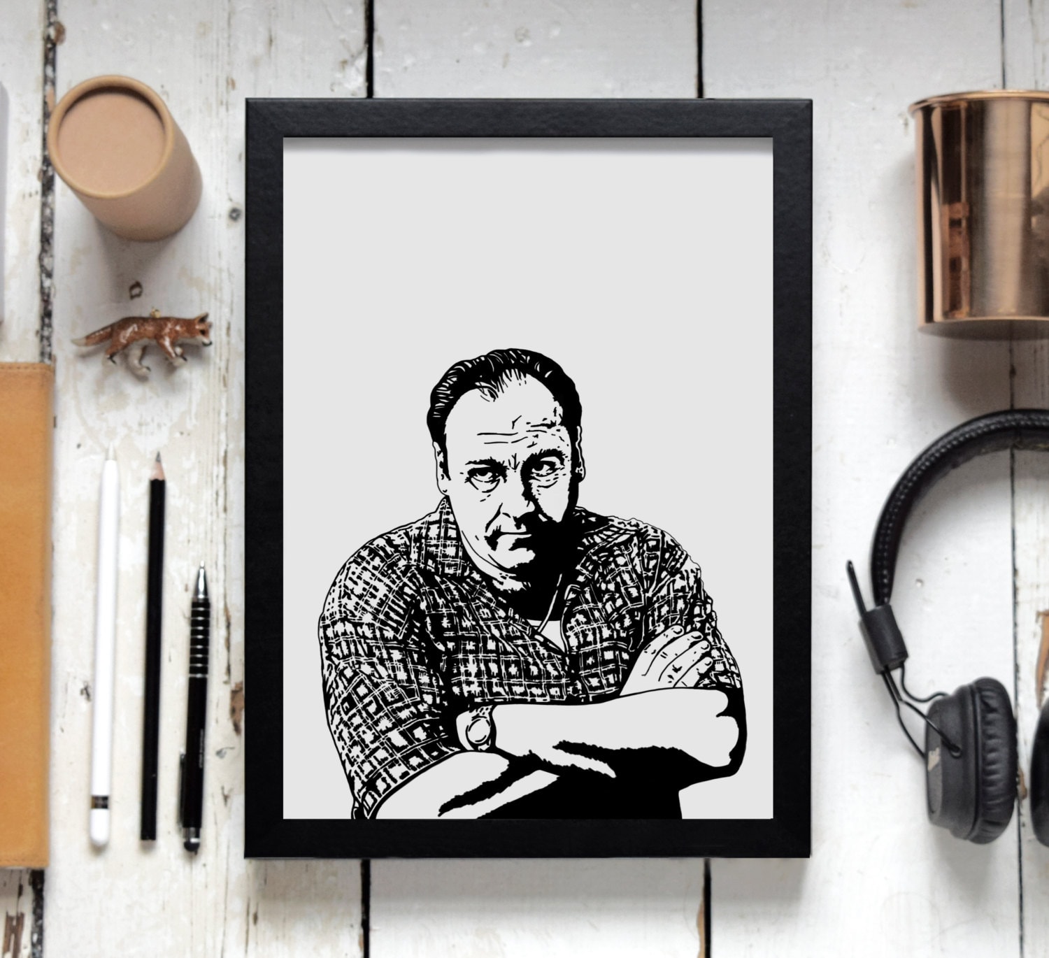 THE SOPRANOS - Tony Soprano - James Gandolfini - Hand-Drawn Black And ...
