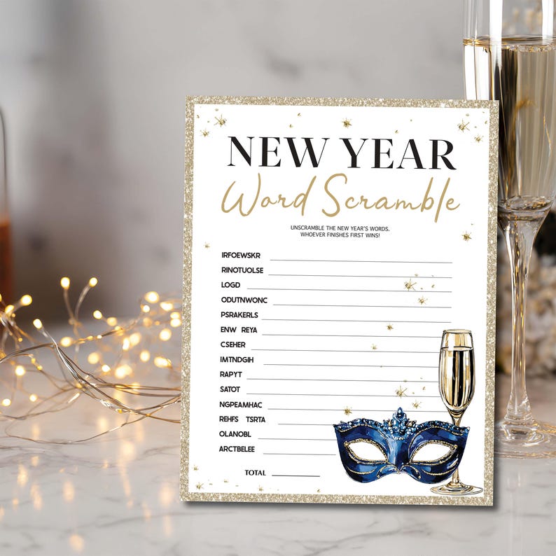 New Year's Eve Word Scramble Game, Family Party (PDF) - Etsy
