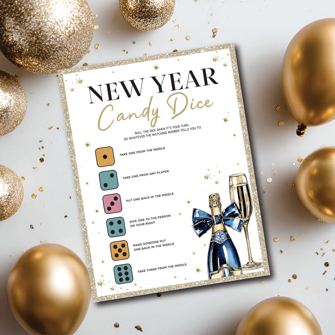 New Year's Eve Candy Dice Game, New Years Party Candy Dice Printable ...